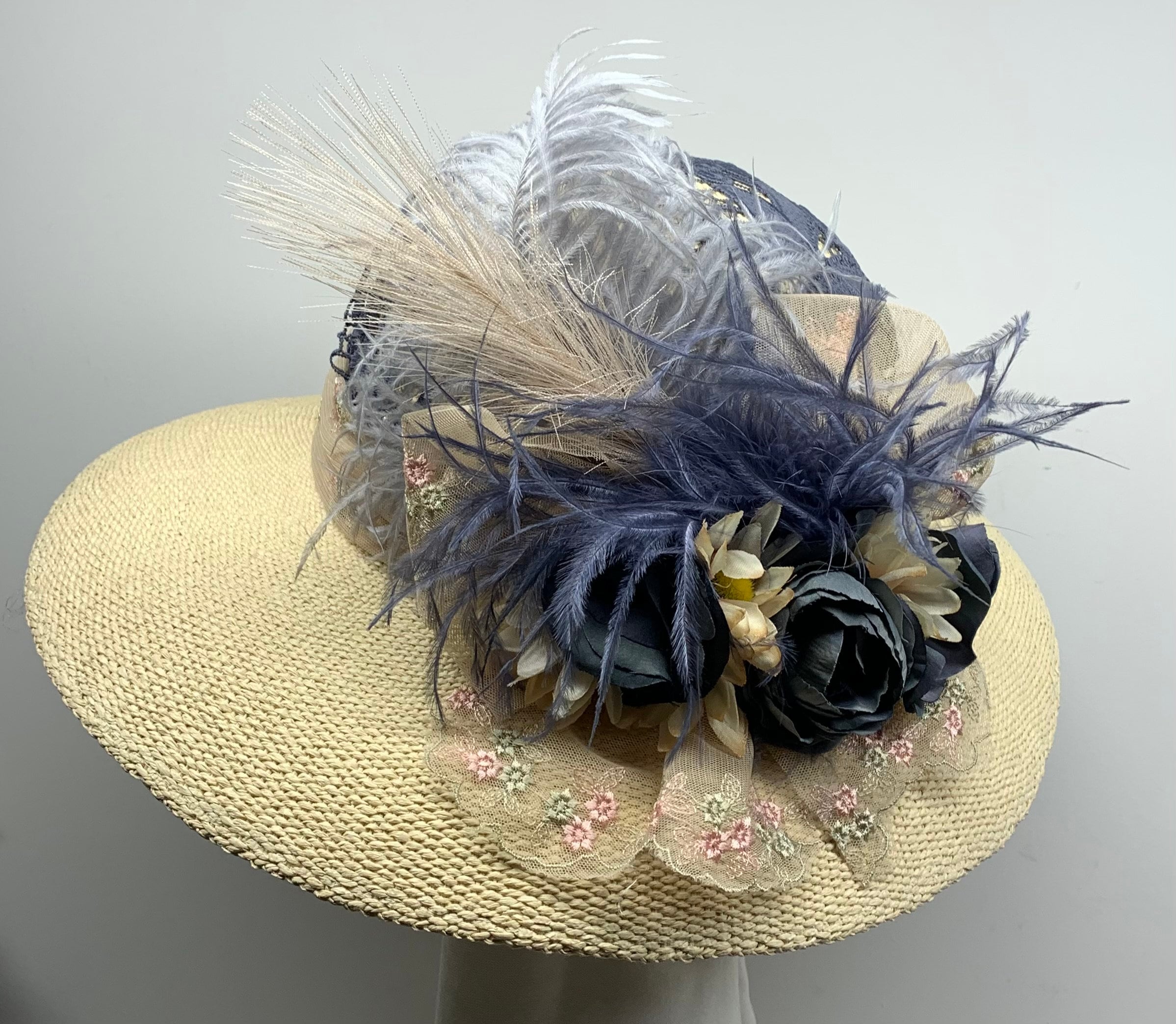 Victorian Hat Blue, Tea Party Hat Blue, Southern Hat, Somewhere in Time ...