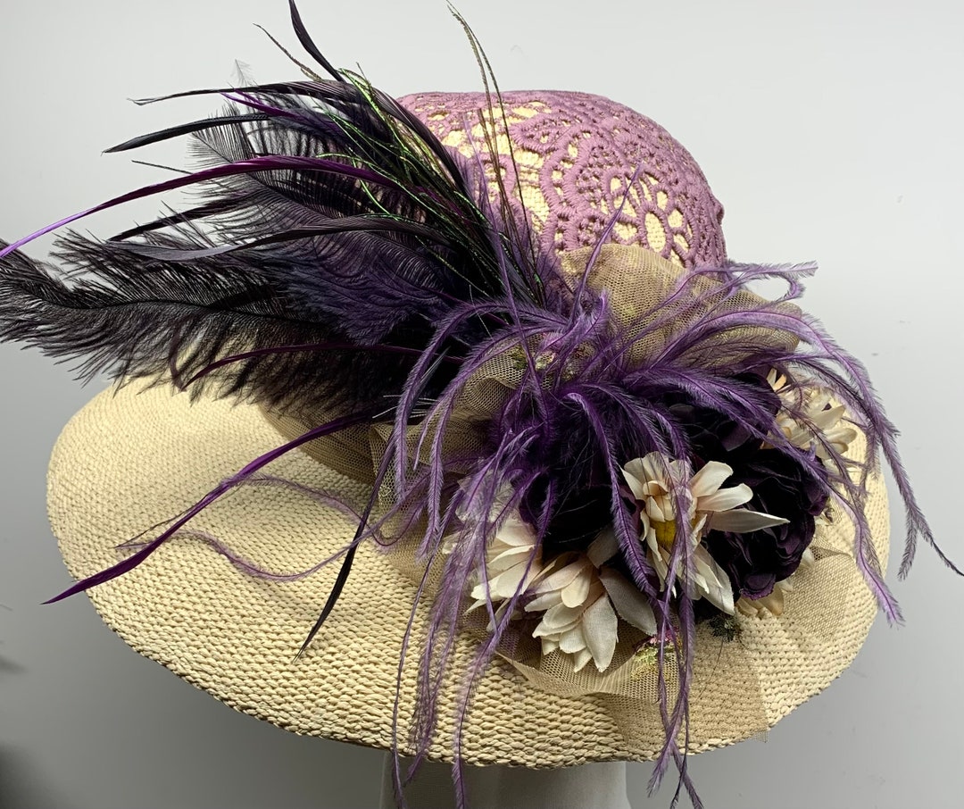 Victorian Hat Purple, Tea Party Hat, Southern Hat, Somewhere in Time ...