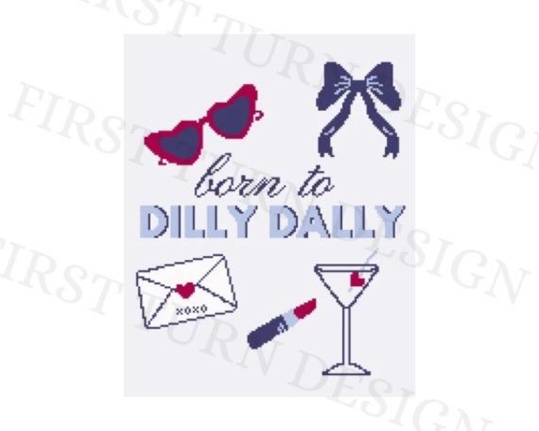 Born to Dilly Dally Needlepoint Canvas - Digital Download PDF Chart - Etsy