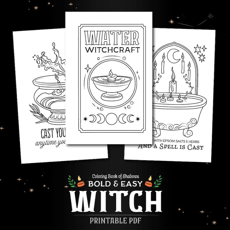 Coloring Book of Shadows: Bold & Easy WITCH Printable PDF - Etsy