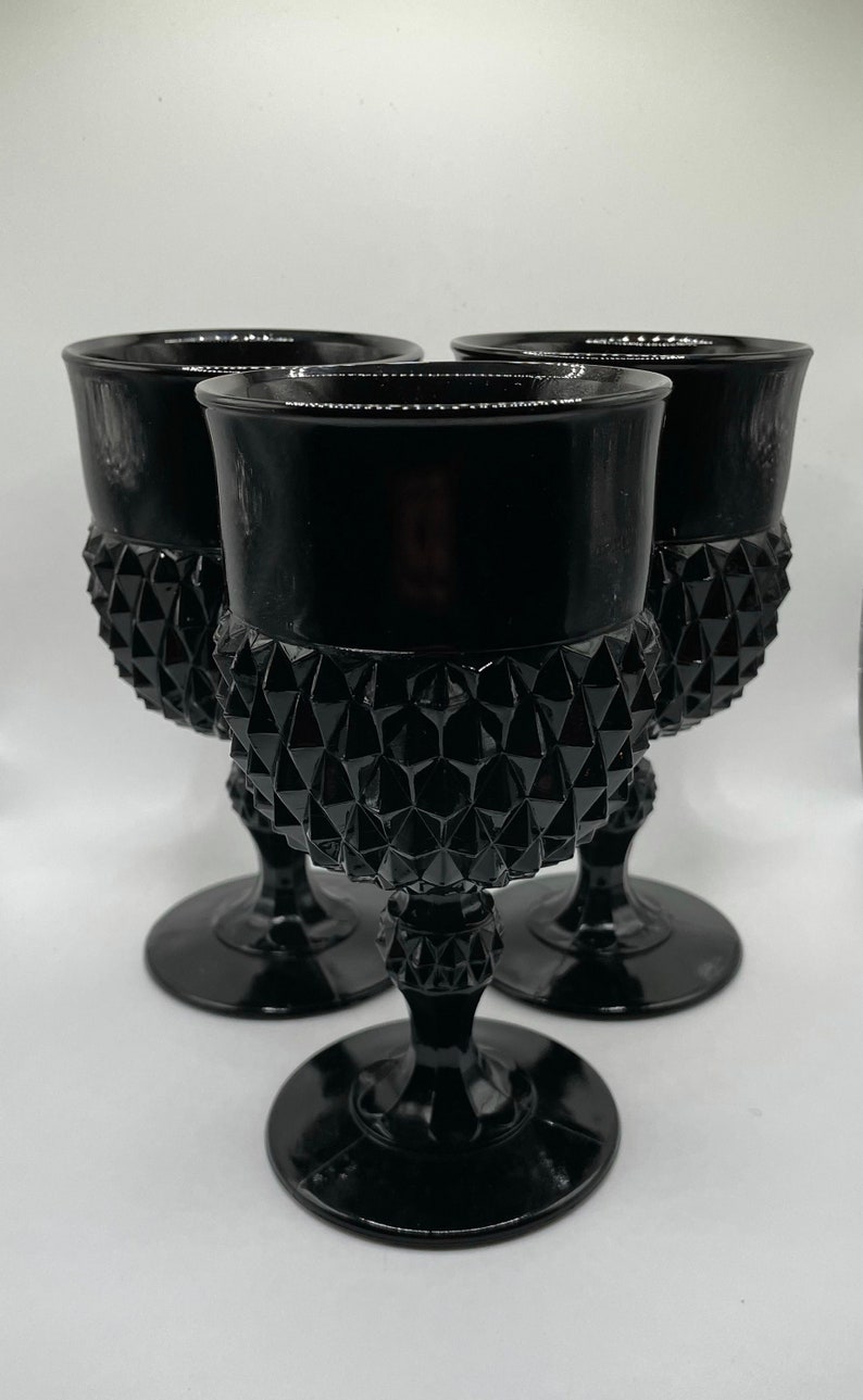 Indiana Glass Black Diamond Point Goblet - Etsy