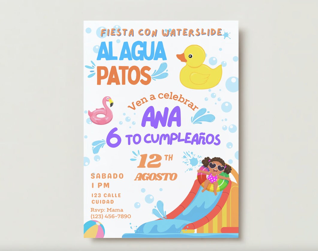 Invitation De Cumpleanos Digital Agua Patos | Birthday Invitation ...