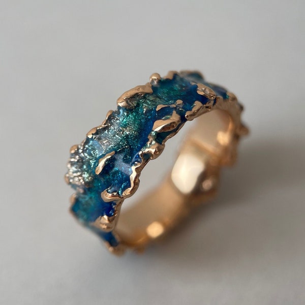 Blue Enamel Ring - Etsy