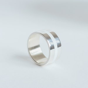 White Line Ring Minimalist Ring Statement Ring Everyday Ring Stripe ...