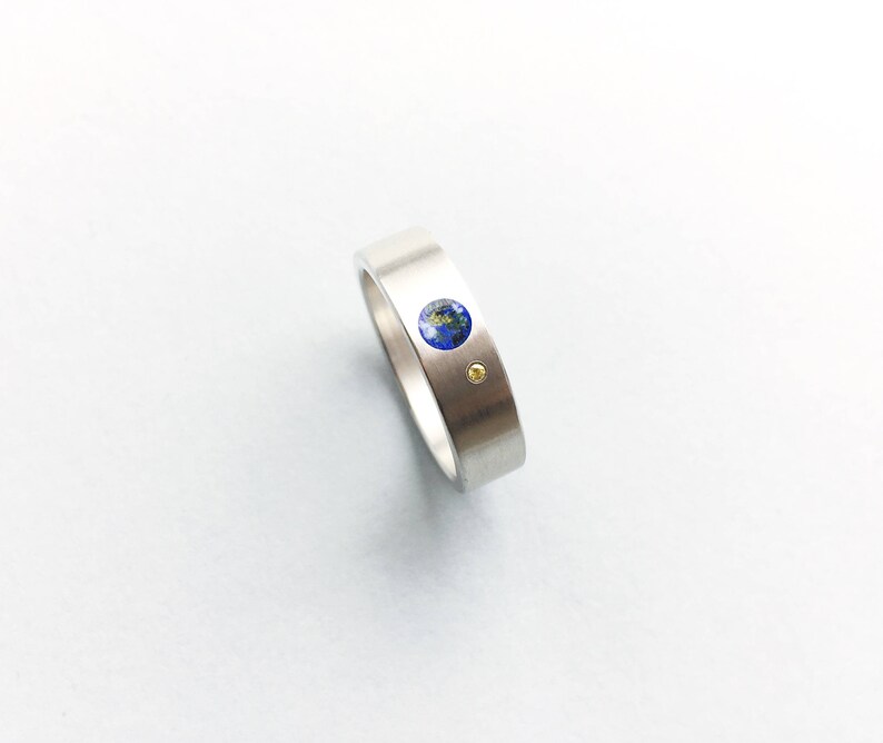 Planet Earth Ring Moon Celestial Band Unique Engagement Ring - Etsy