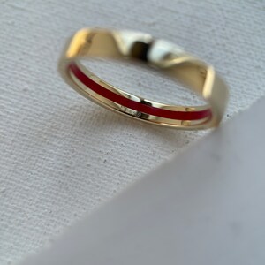 Wedding Red Line Rings Stripe Ring With Red Line Artisan Jewelry Red ...