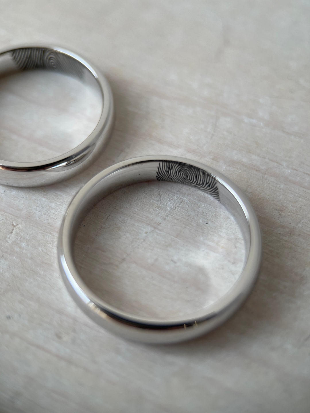 Fingerprint Rings Couple Rings Engagement Rings Wedding Silver Bands ...