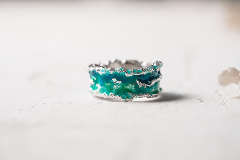 Wave Ring Ocean Ring Wide Ring Unique Wedding Bands Engagement - Etsy