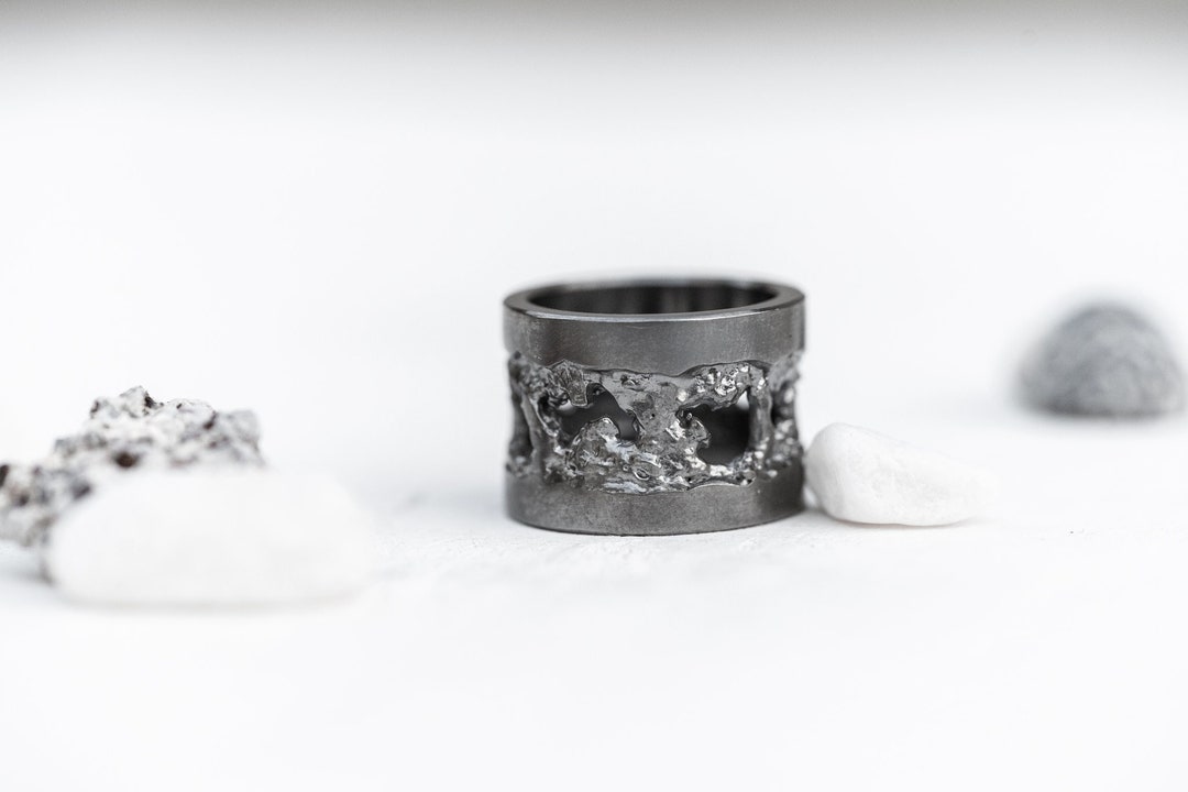 Thunderstorm Ring Blackened Silver Ring Mens Ring Wide Silver Ring Dark ...