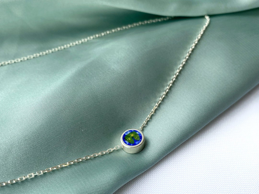 Sterling Silver Planet Earth Necklace: Enamel Globe Pendant - Etsy