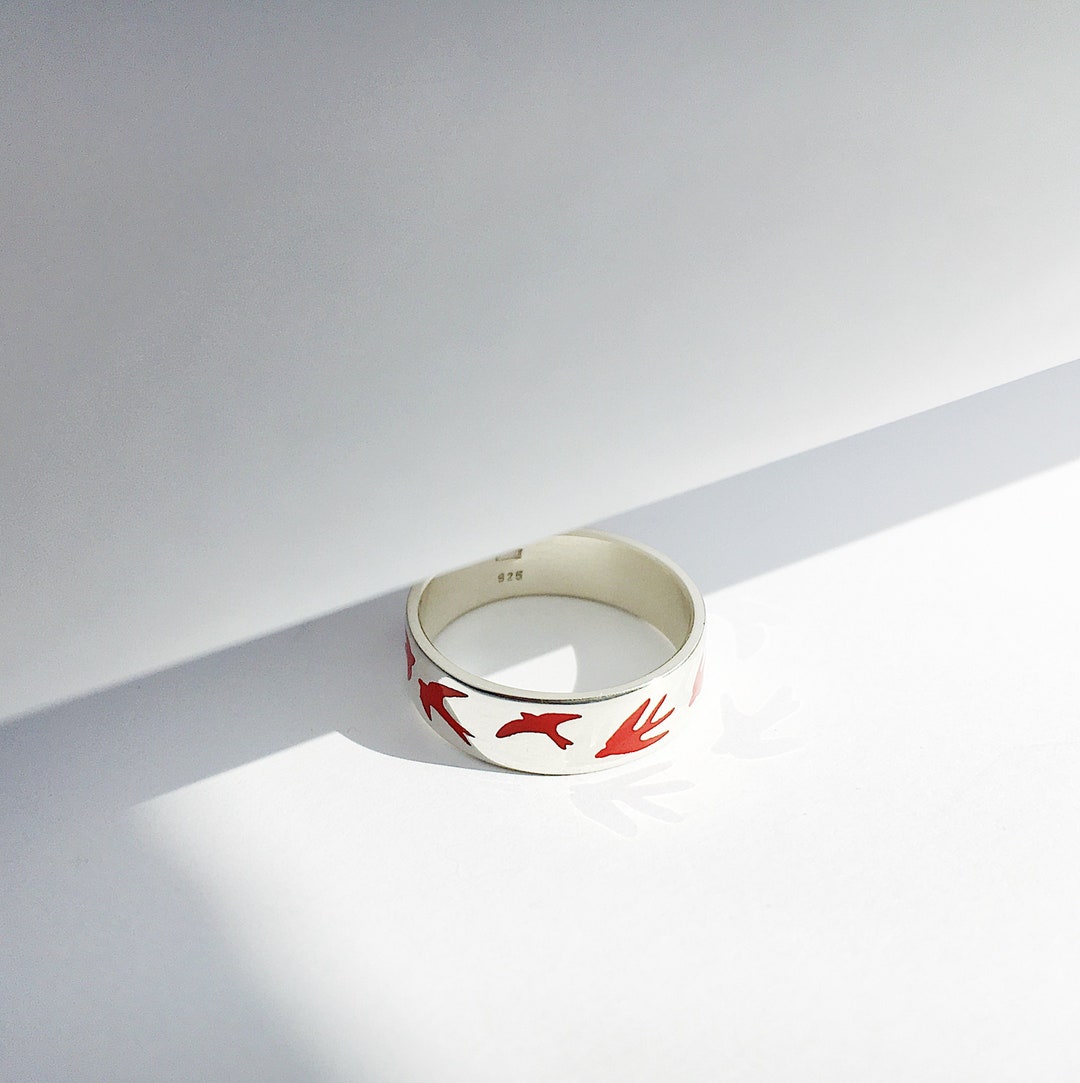 Red Bird Bring Swallow Ring Good Luck Rig Animal Lovers Ring - Etsy
