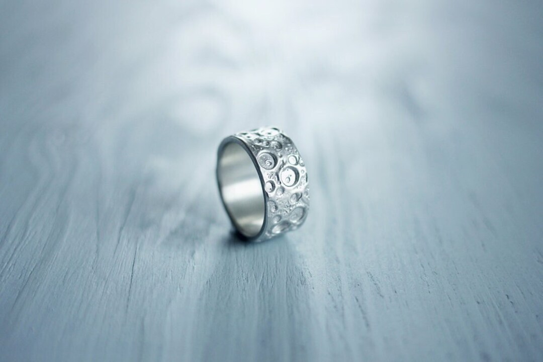 Silver Moon Ring Basic Silver Ring Light Moon Ring Moon Surface Ring ...