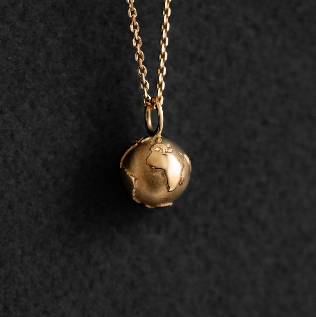 Globe Necklace Earth Necklace Gold Necklace Globe Pendant Globe Choker ...
