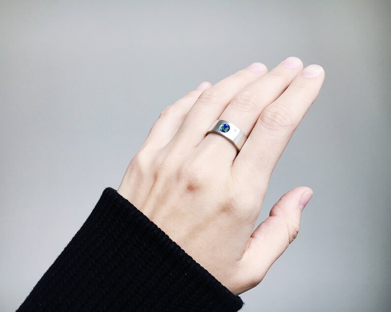 Planet Earth Ring Moon Celestial Band Unique Engagement Ring - Etsy