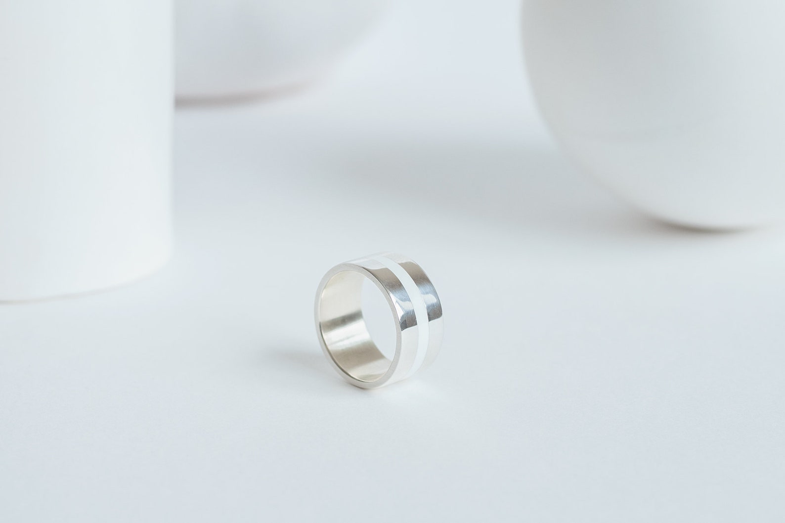 White Line Ring Minimalist Ring Statement Ring Modern Ring | Etsy