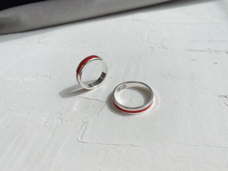 Red Line Ring Hieroglyph Ring Destiny Ring Japan Jewelry | Etsy