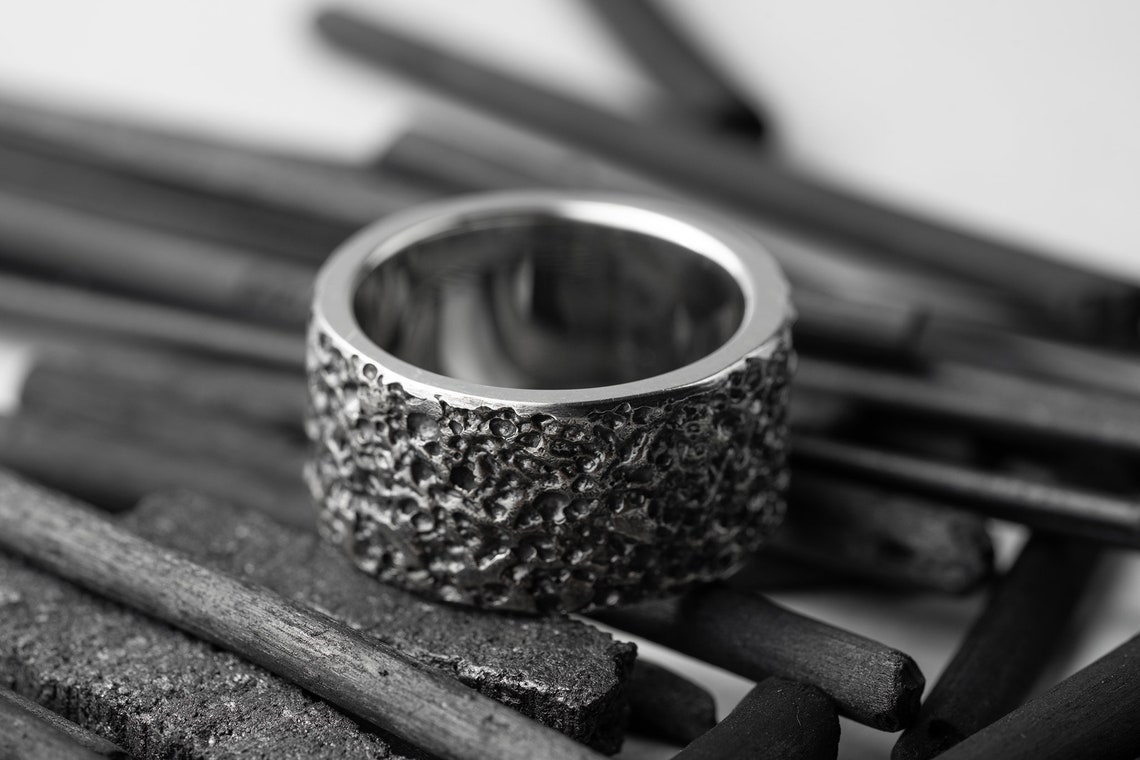 Cosmos Rock Ring Black Lava Ring Volcanic Ring Unusual Ring - Etsy