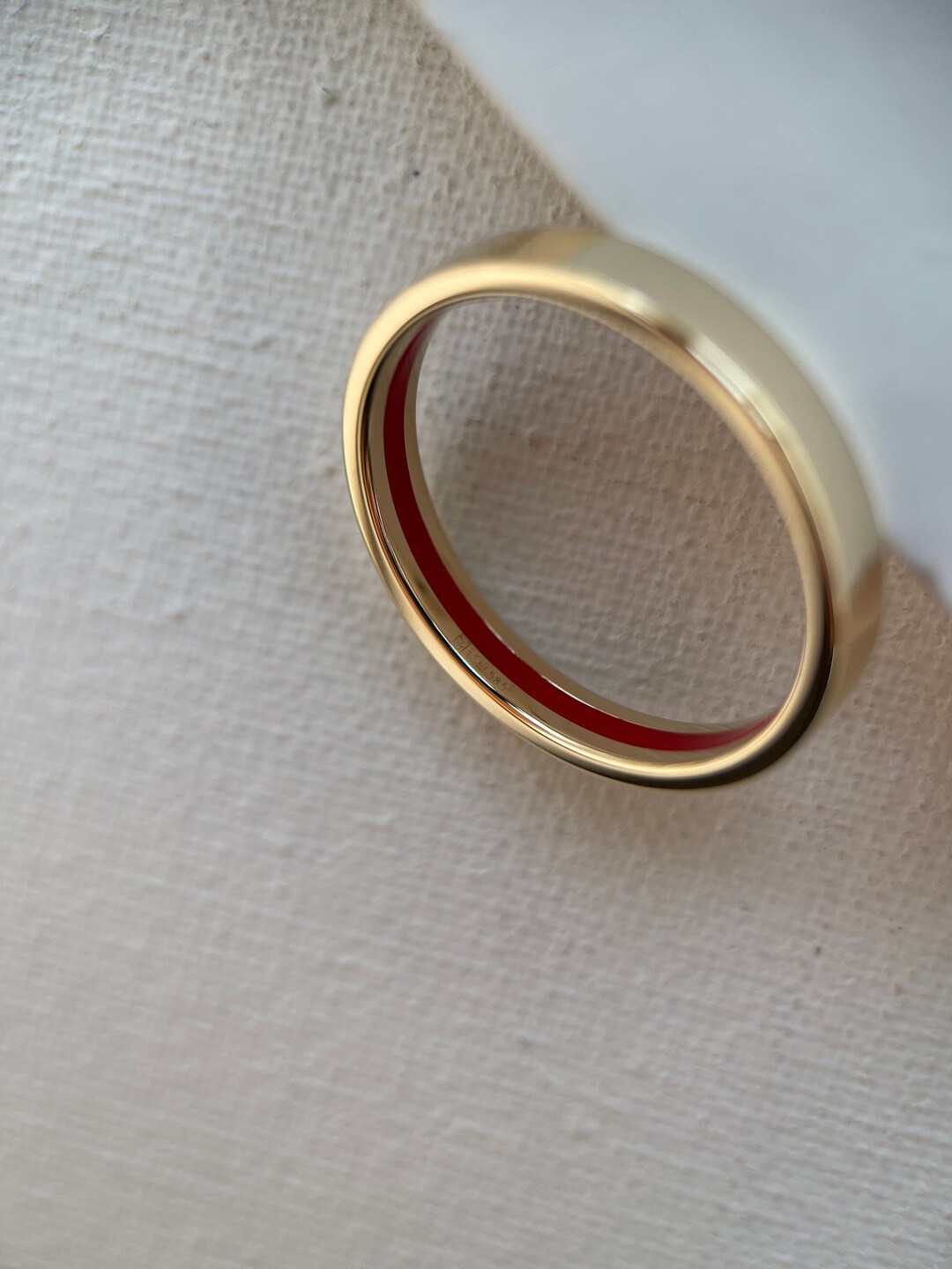 Wedding Red Line Rings Stripe Ring With Red Line Artisan Jewelry Red ...