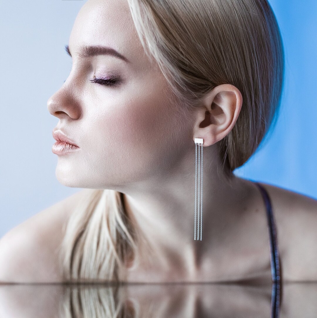 Long Earrings Bar Earrings Unusual Earrings Silver Earrings Dangle ...