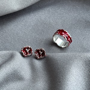 Red Enamel Ring Lava Ring Nature Lovers Ring Dark Red Ring Volcano Ring ...