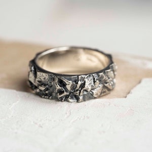 Unisex Ring Light Granite Ring Dark Granite Ring Dark Silver Ring ...