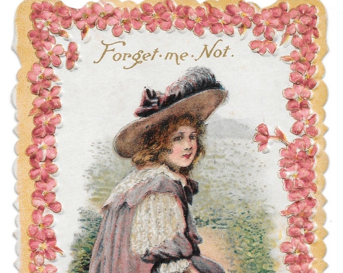 Victorian-style Forget-me-nots Girl Valentine Card, C. 1910 - Etsy