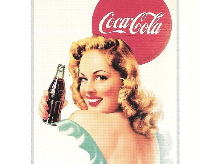 REPRO Refreshing Lady Coca-cola Advertising Postcard, 1990 - Etsy