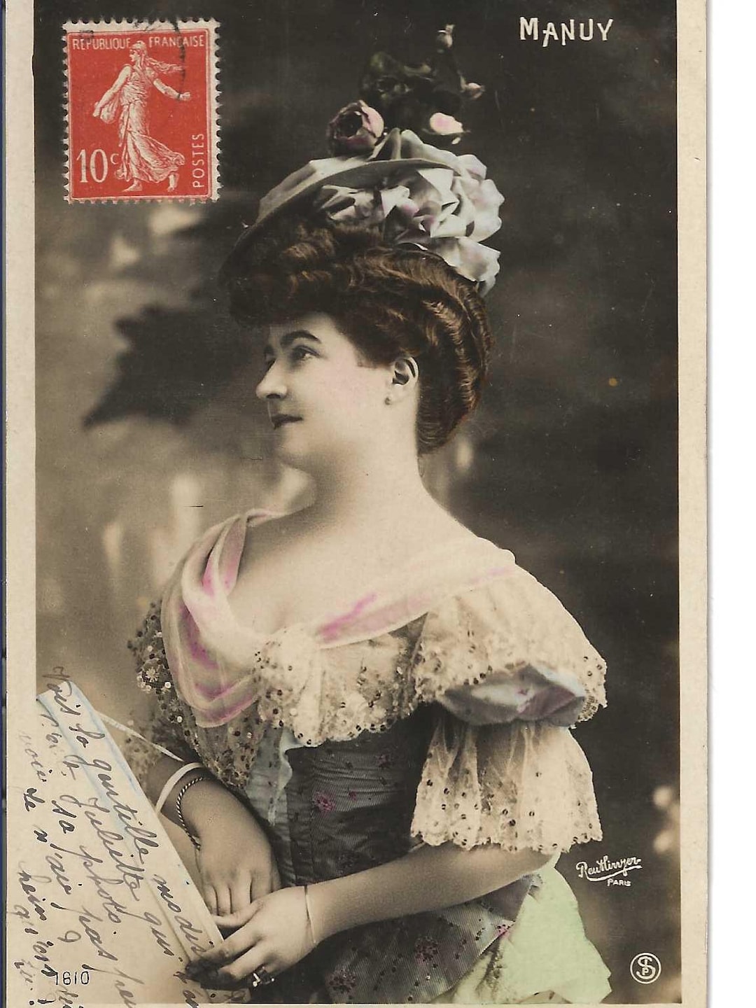 Lacy Dress Actress French Photo Postcard, 1907 - Etsy