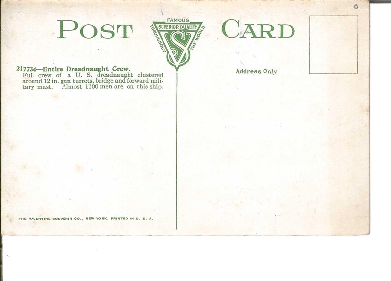Dreadnaught Battleship Photo Postcard, C. 1910 - Etsy