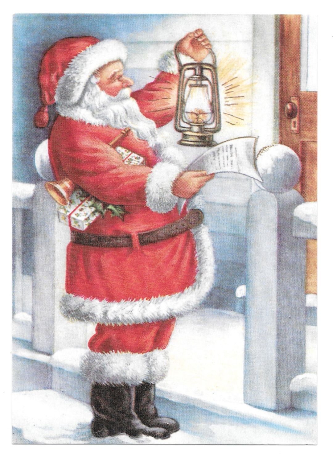 Swedish Santa With List Oversize Christmas Postcard, C. 1990 - Etsy