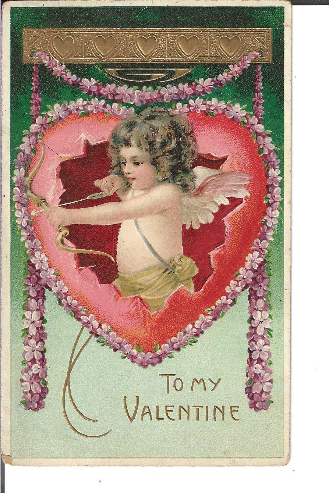 RESERVED FOR ADRIENNE - Pink Heart Archer Cupid Valentine Postcard, C ...
