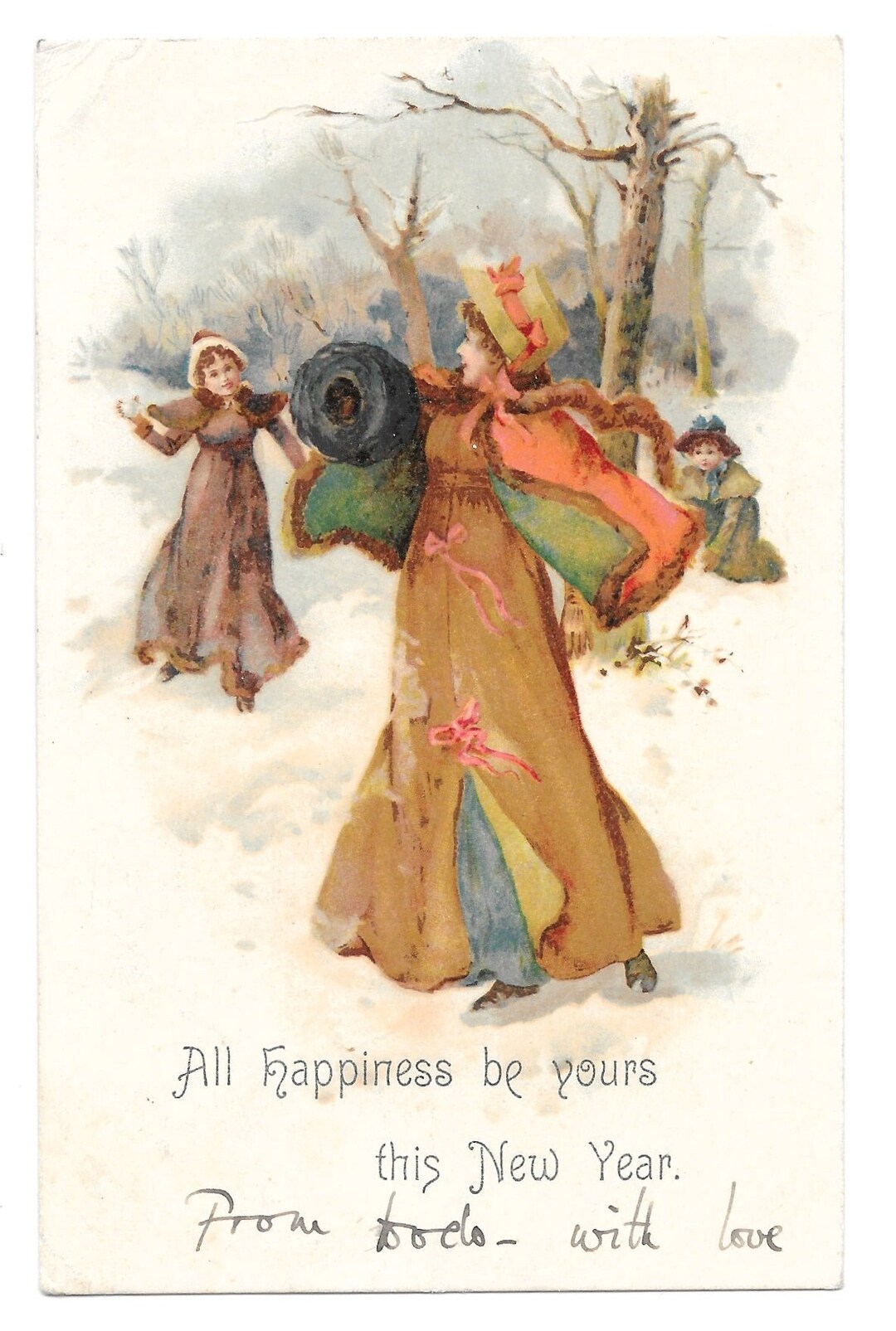RESERVED FOR SUZIE Snowball Ladies New Year Postcard, 1906 - Etsy