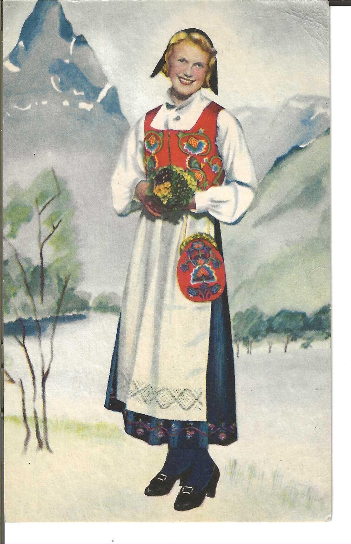 Beautiful Norwegian Woman Postcard, 1939 - Etsy