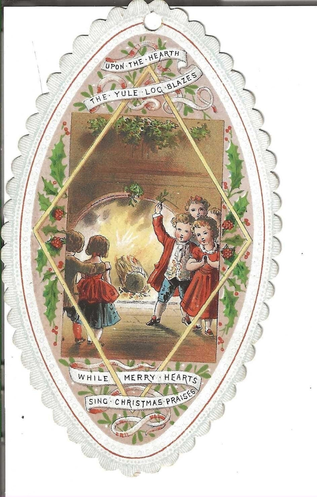 RESERVED FOR ADRIENNE - Victorian Yule Log Christmas Card, C. 1889 - Etsy