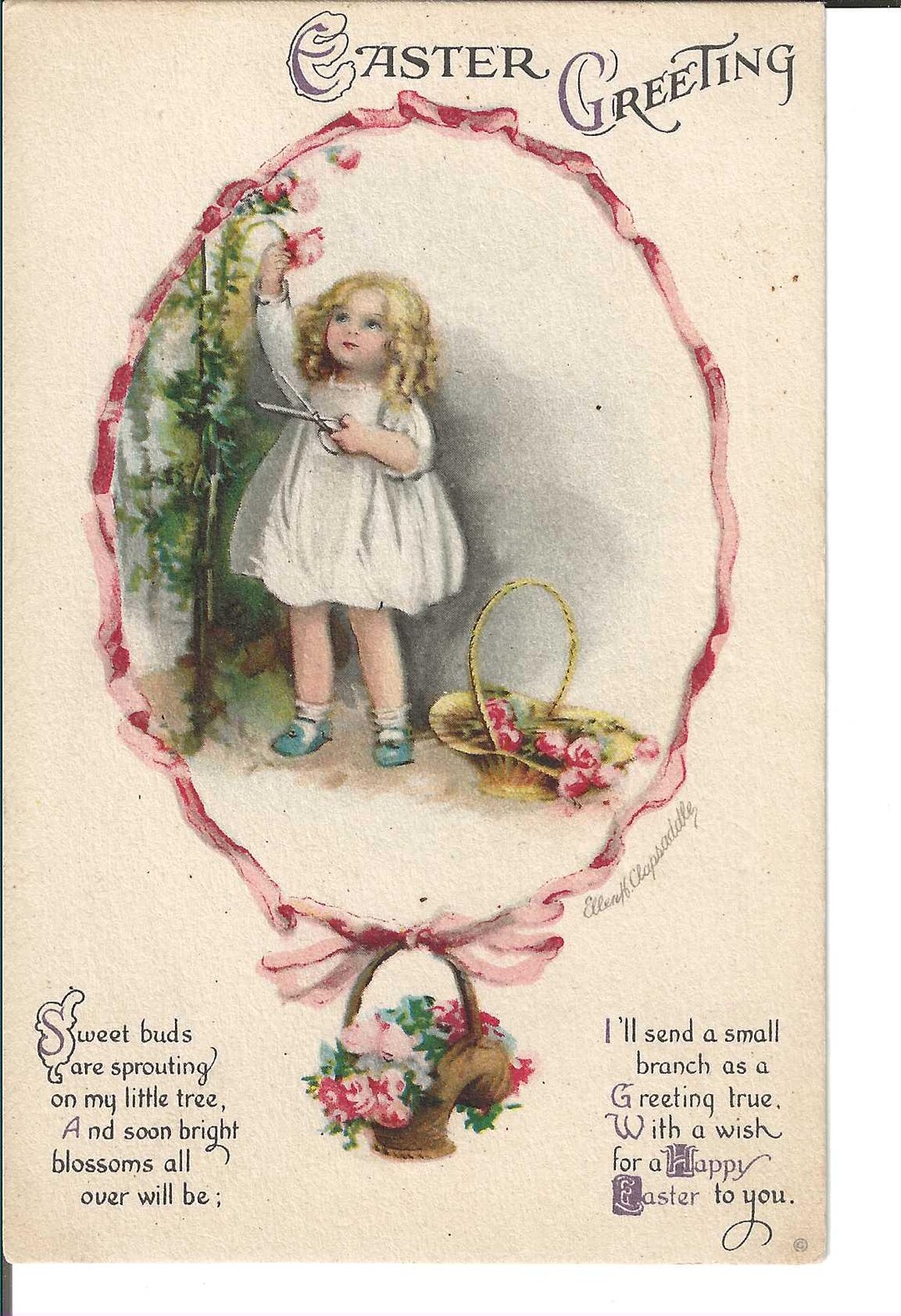 Clapsaddle Flower Girl Easter Postcard, 1918 - Etsy