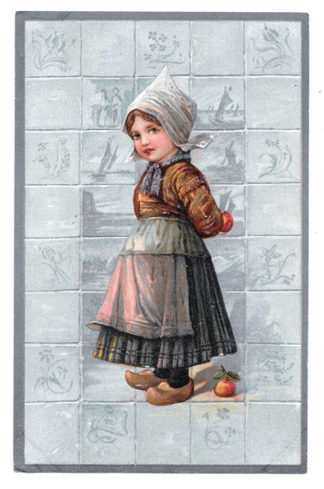 PFB Delft Tiles Girl Postcard 1907 - Etsy