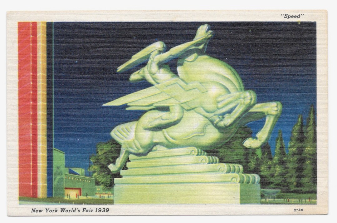 Art Deco Speed Statue NY World's Fair Postcard 1939 - Etsy