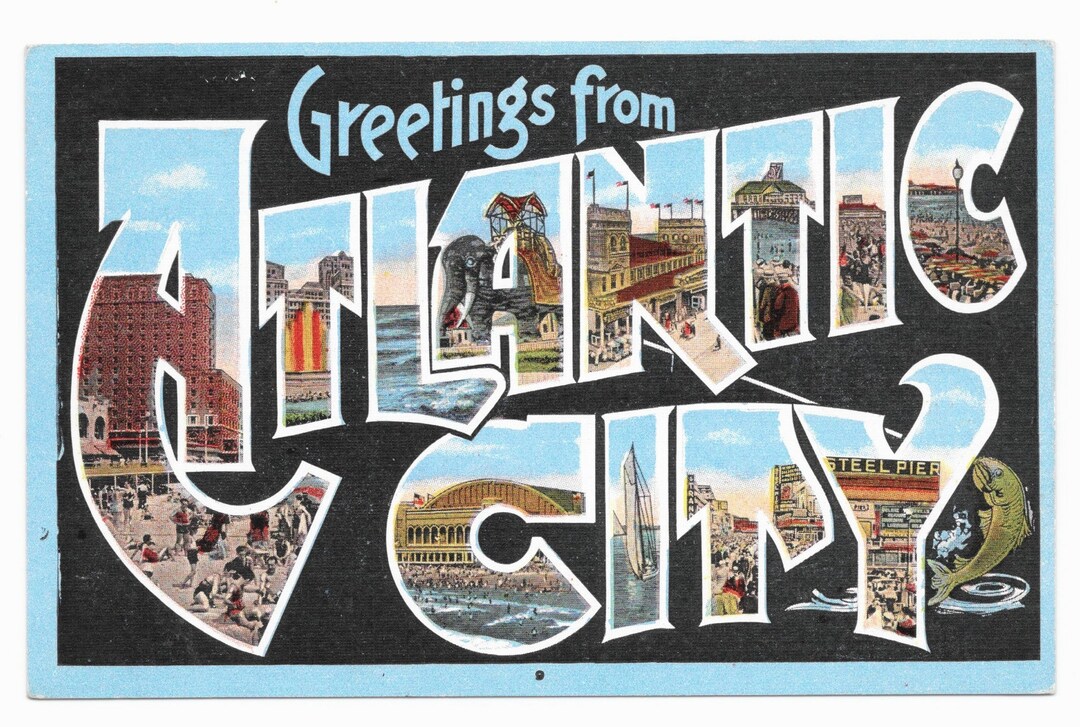 Atlantic City Big Letters Photo Postcard, C. 1940 - Etsy