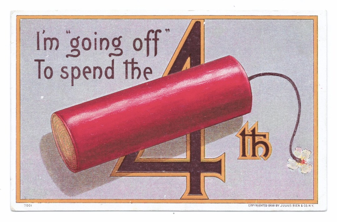 Going off Firecracker July 4 Postcard, 1908 - Etsy