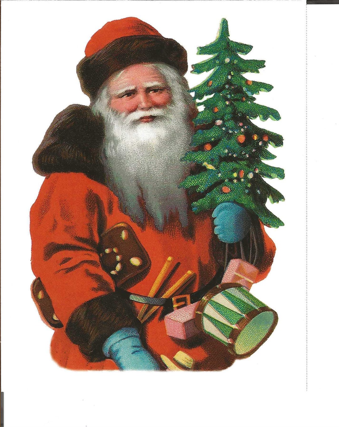 USPS Red Santa With Tree Christmas Postcard, 2000 - Etsy
