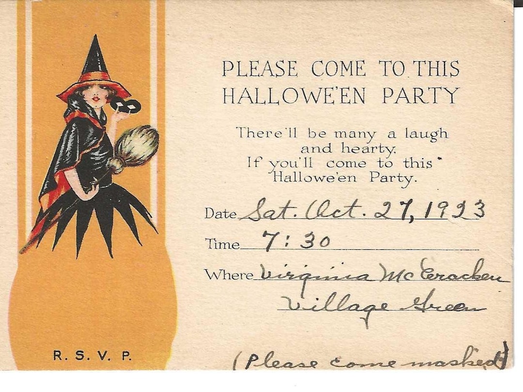 RESERVED FOR JENNIFER - Deco Lady Halloween Invitation. 1923 - Etsy