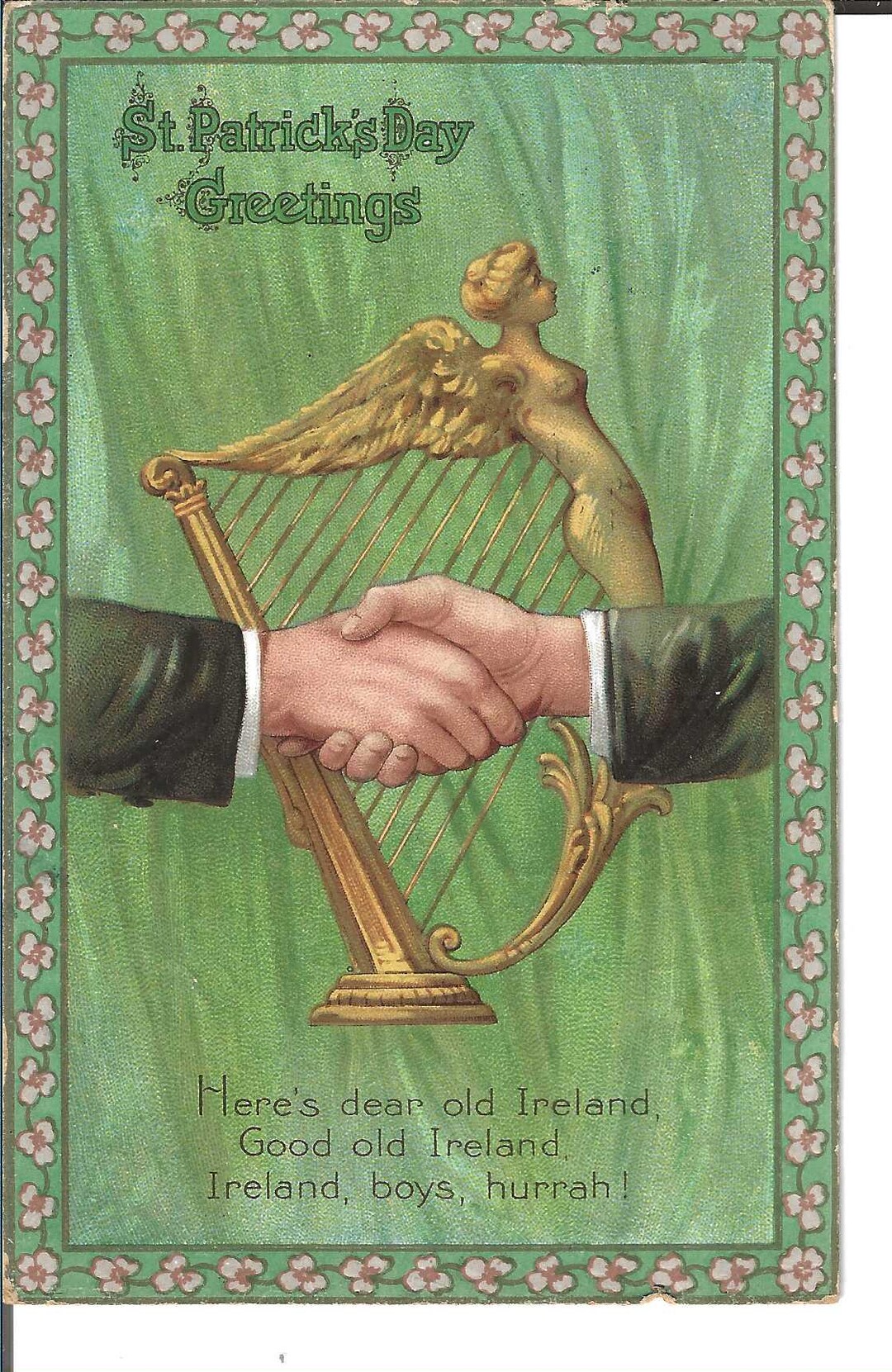Handshake St Patrick's Day Postcard, 1914 - Etsy