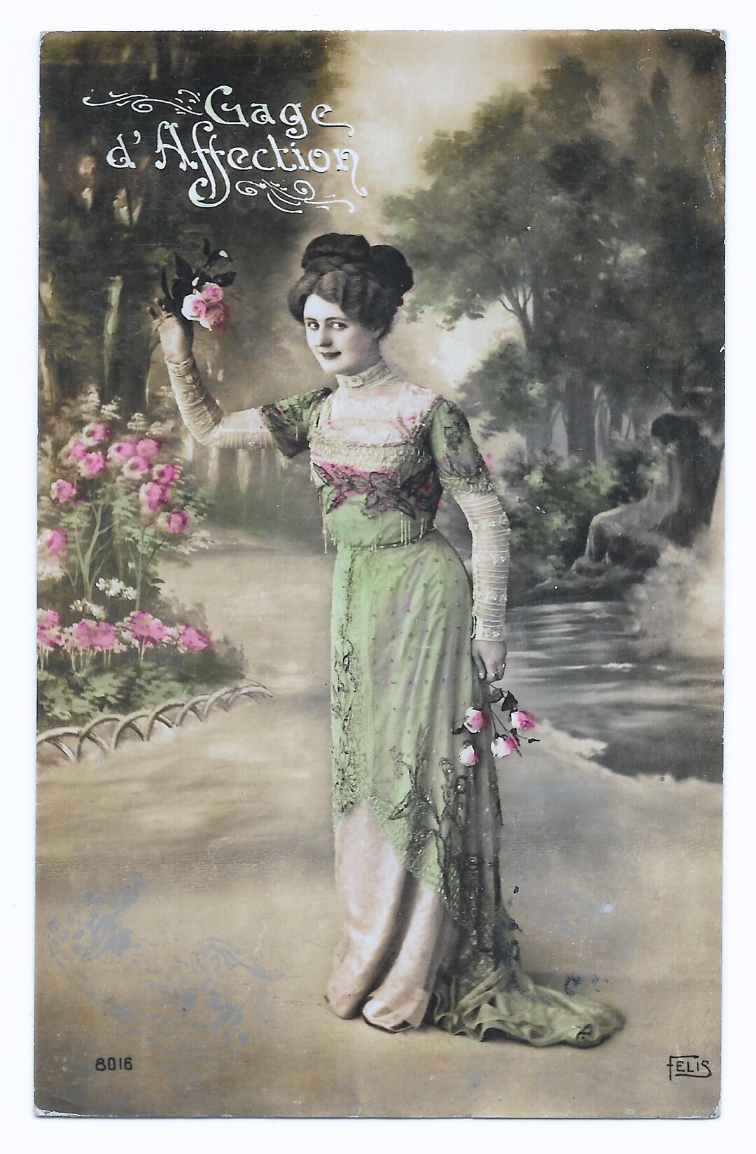Rose Lady French Photo Postcard, 1913 - Etsy