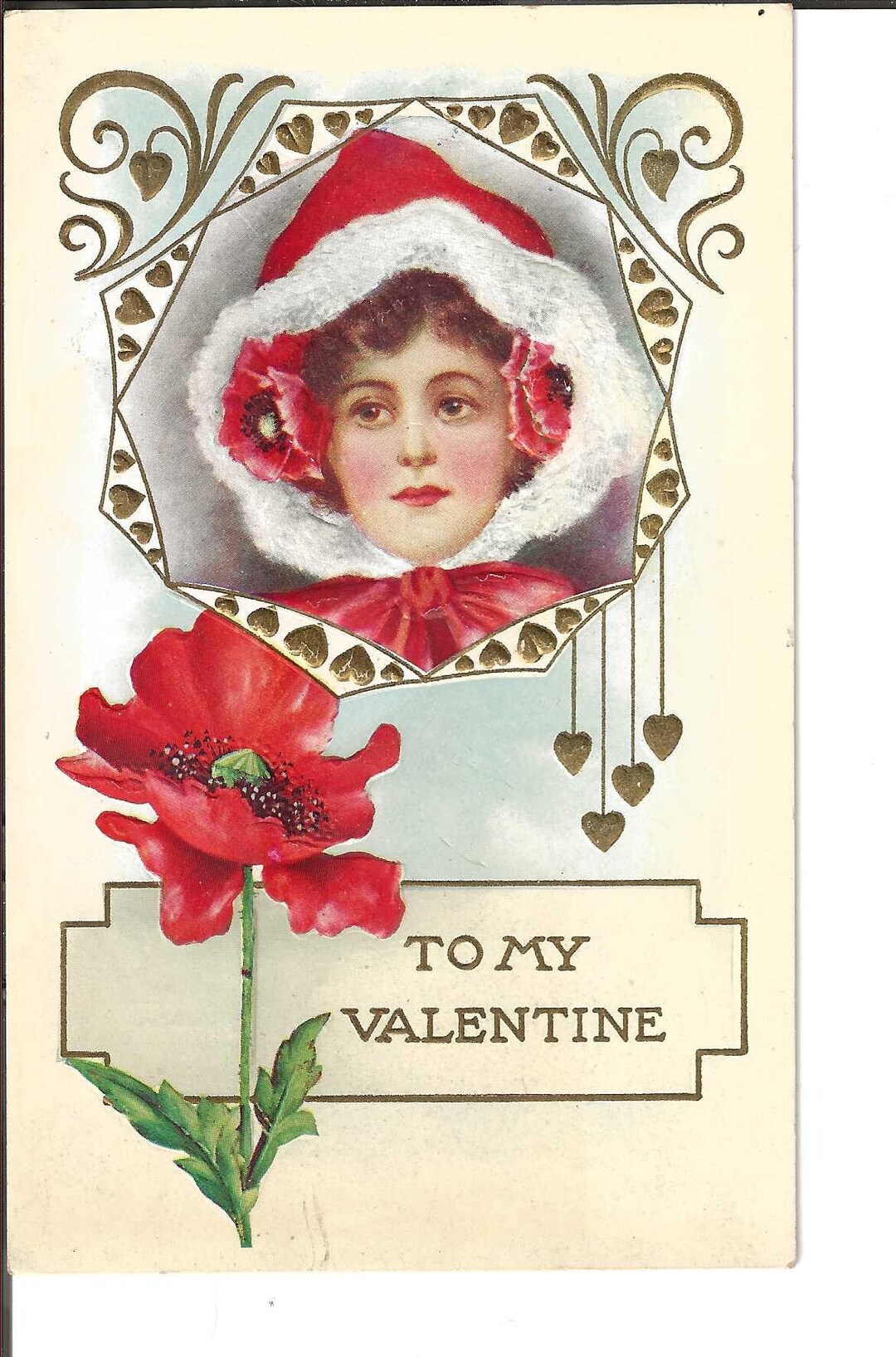 Poppy Lady Valentine Postcard, C. 1910 - Etsy