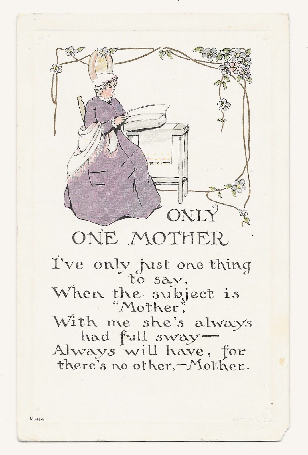Only One Mother Postcard, C. 1910 - Etsy