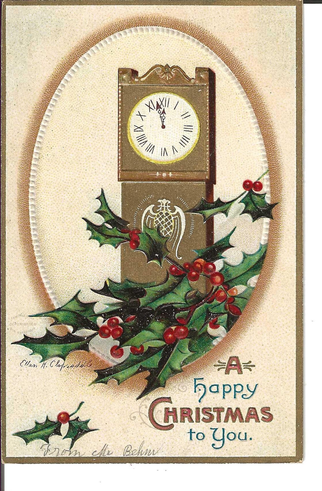 Clapsaddle Midnight Clock Christmas Postcard, C. 1910 - Etsy