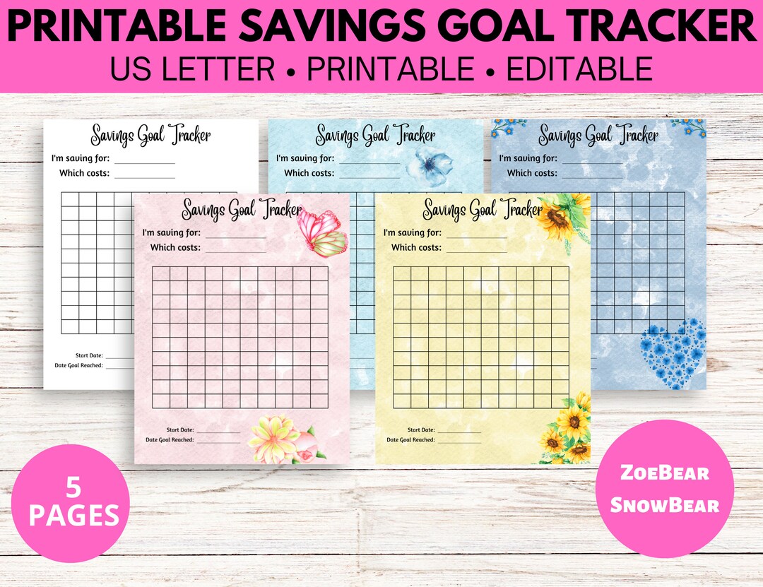 Editable Savings Goal Tracker Printable US Letter Size - Etsy Australia