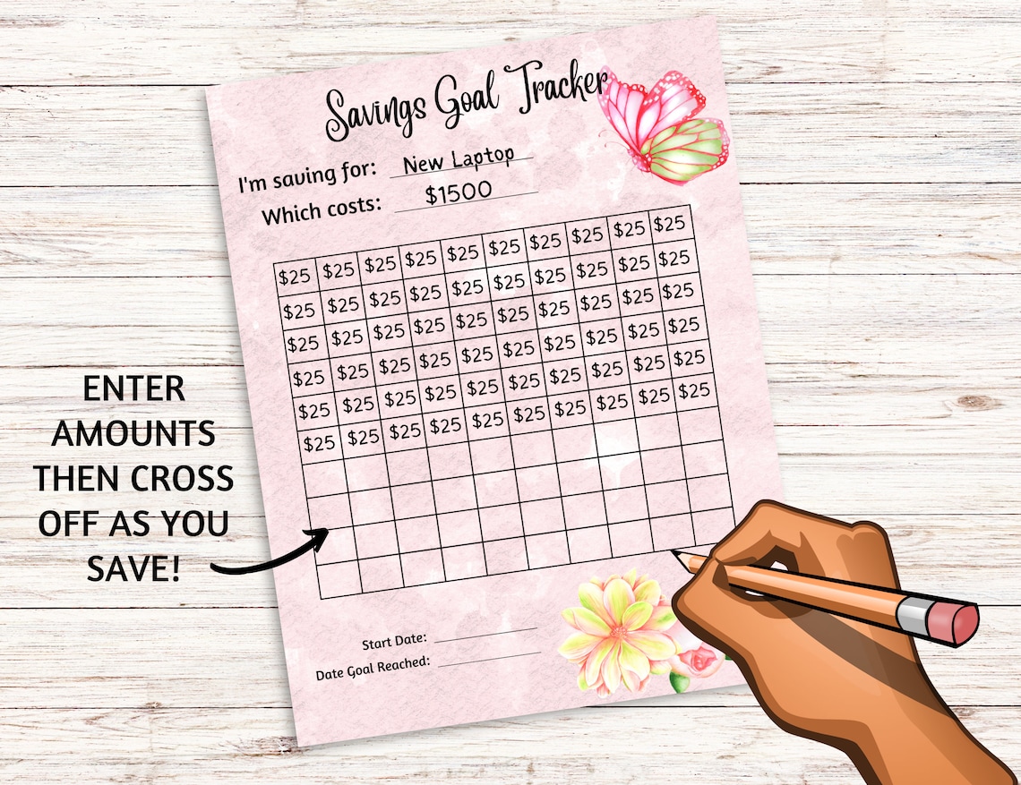 Editable Savings Goal Tracker, Printable US Letter Size, Customizable ...