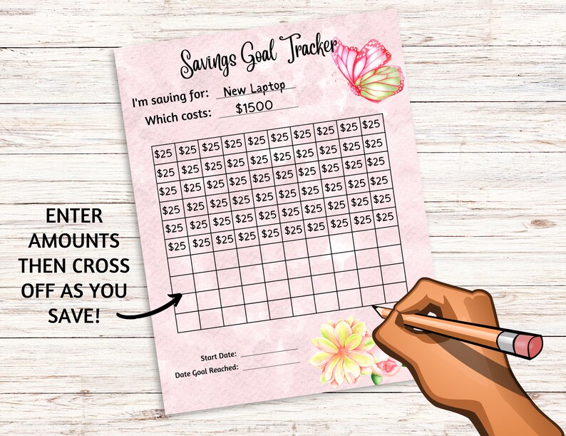 Editable Savings Goal Tracker, Printable US Letter Size, Customizable ...