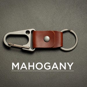 Titanium Carabiner Leather Keychain, Minimalist Full Grain Italian ...
